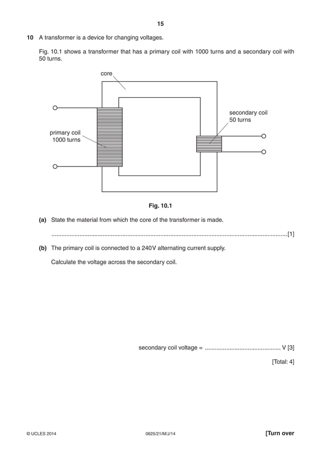 Physics 0625 - Paper 2 version 1 - Question Paper - May Jun 2014 | PDF