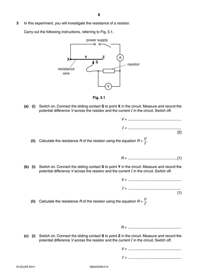 Physics 0625 - Paper 5 version 2 - Question Paper - May Jun 2014 | PDF ...