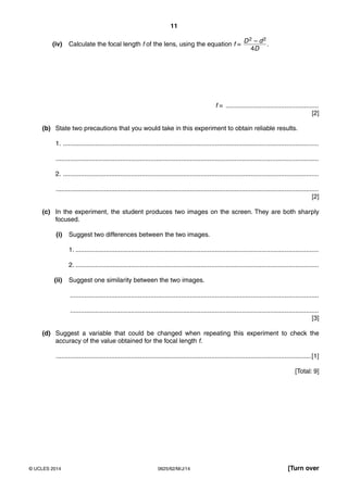 Physics 0625 - Paper 6 version 1 - Question Paper - May Jun 2014 | PDF ...