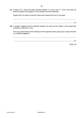 Physics 0625 - Paper 6 version 3 - Question Paper - May Jun 2014 | PDF