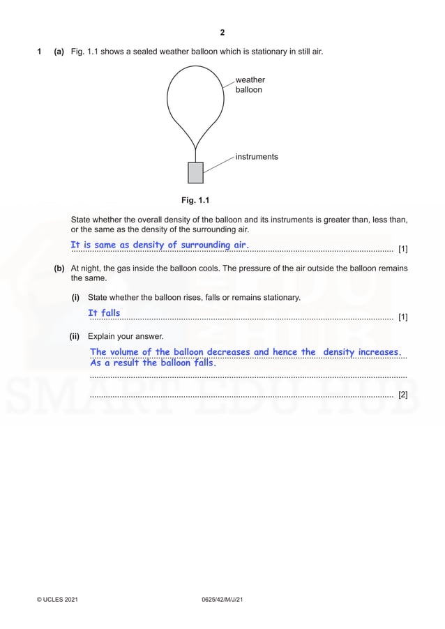 0625_s21_qp_42-Solved/ IGCSE Physics Past Exam Paper Solution | PDF