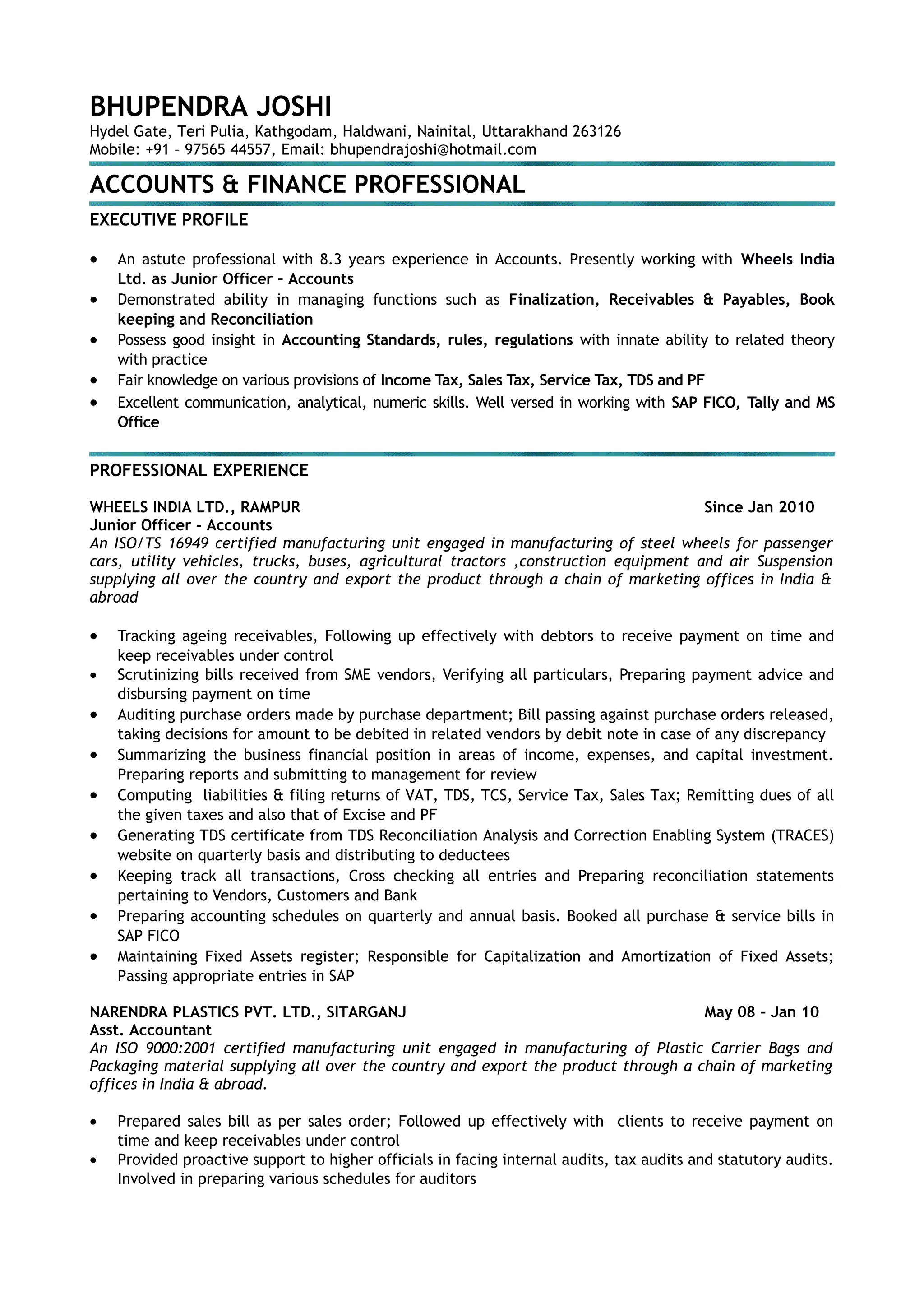 Resume-Bhupendra Joshi | DOC