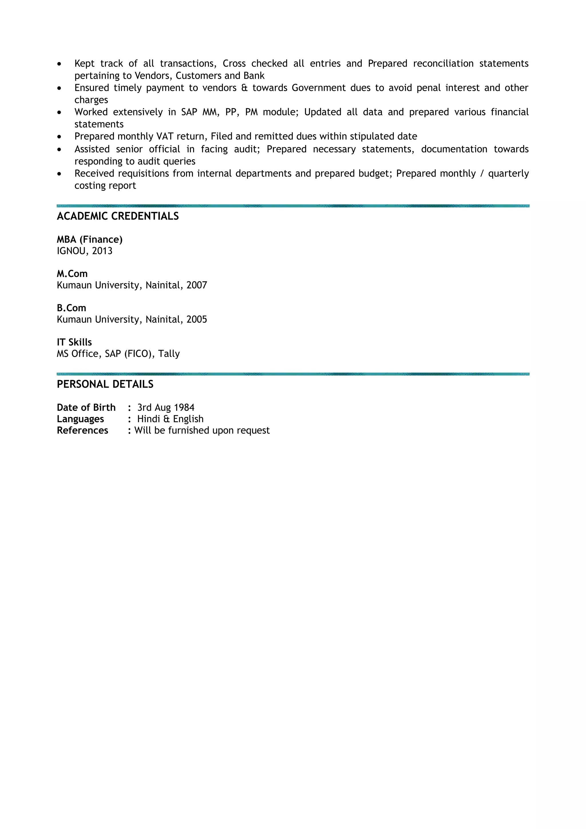 Resume-Bhupendra Joshi | DOC