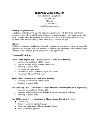 Dzakpasu Andy Sefakor C.V | DOCX