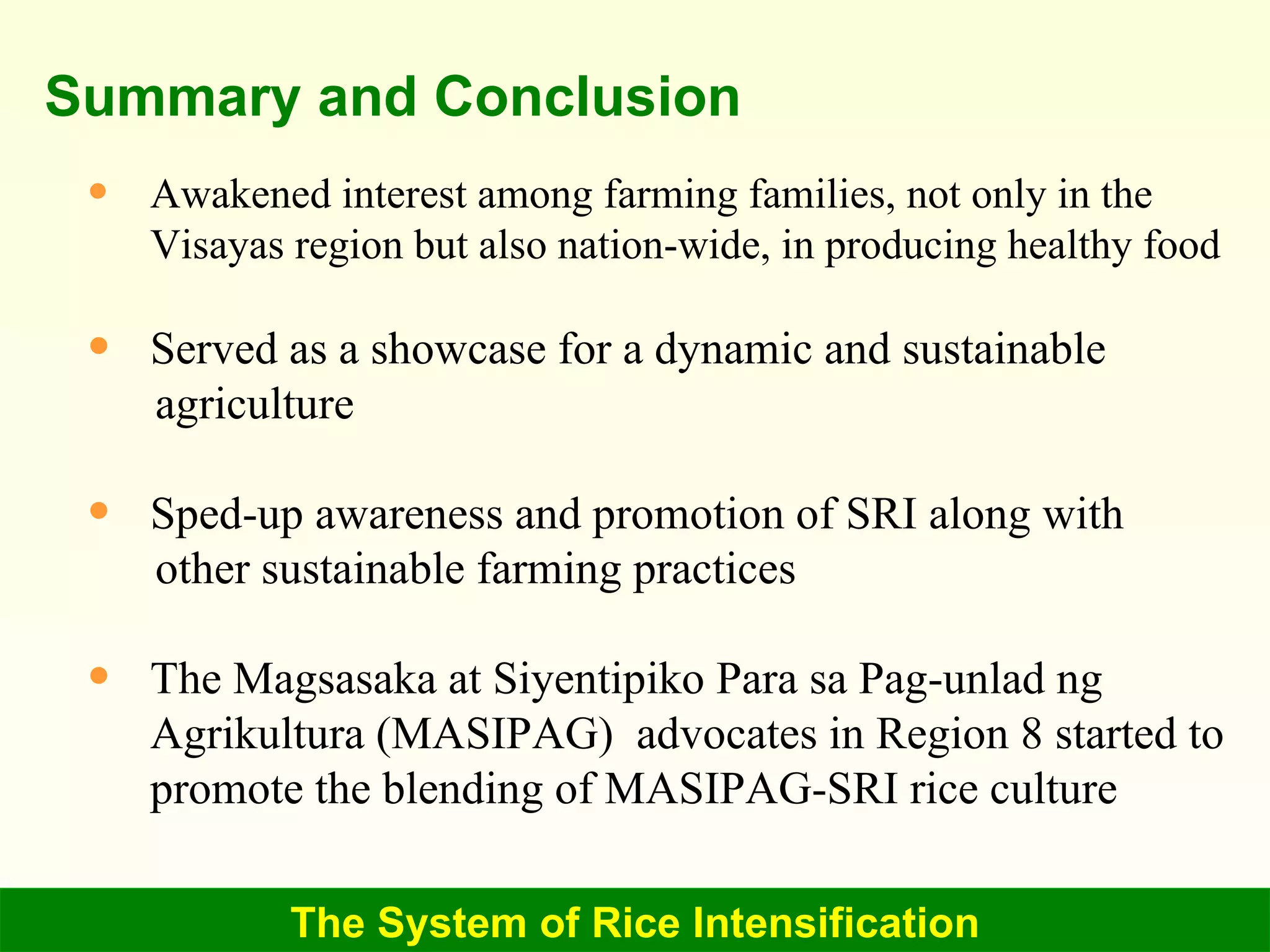 0630 System of Rice Intensification (SRI) On–Farm Trials in Eastern ...