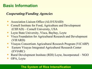 0630 System of Rice Intensification (SRI) On–Farm Trials in Eastern ...