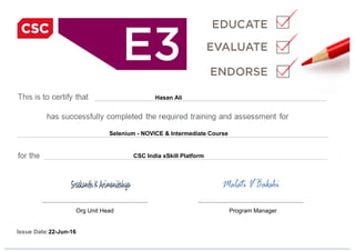 Selenium_-_NOVICE_Intermediate_Certificate | PDF