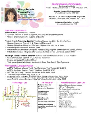 RESUME CV 2015 MINDY ROBERTS.doc.... | PDF