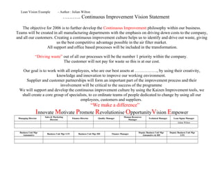 company lean vision statement example | DOC