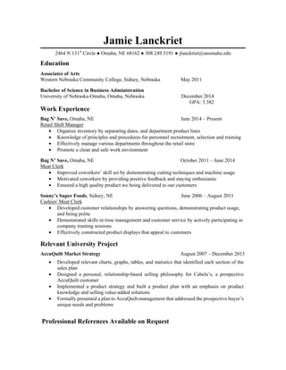 Jamie Cabela's resume | PDF