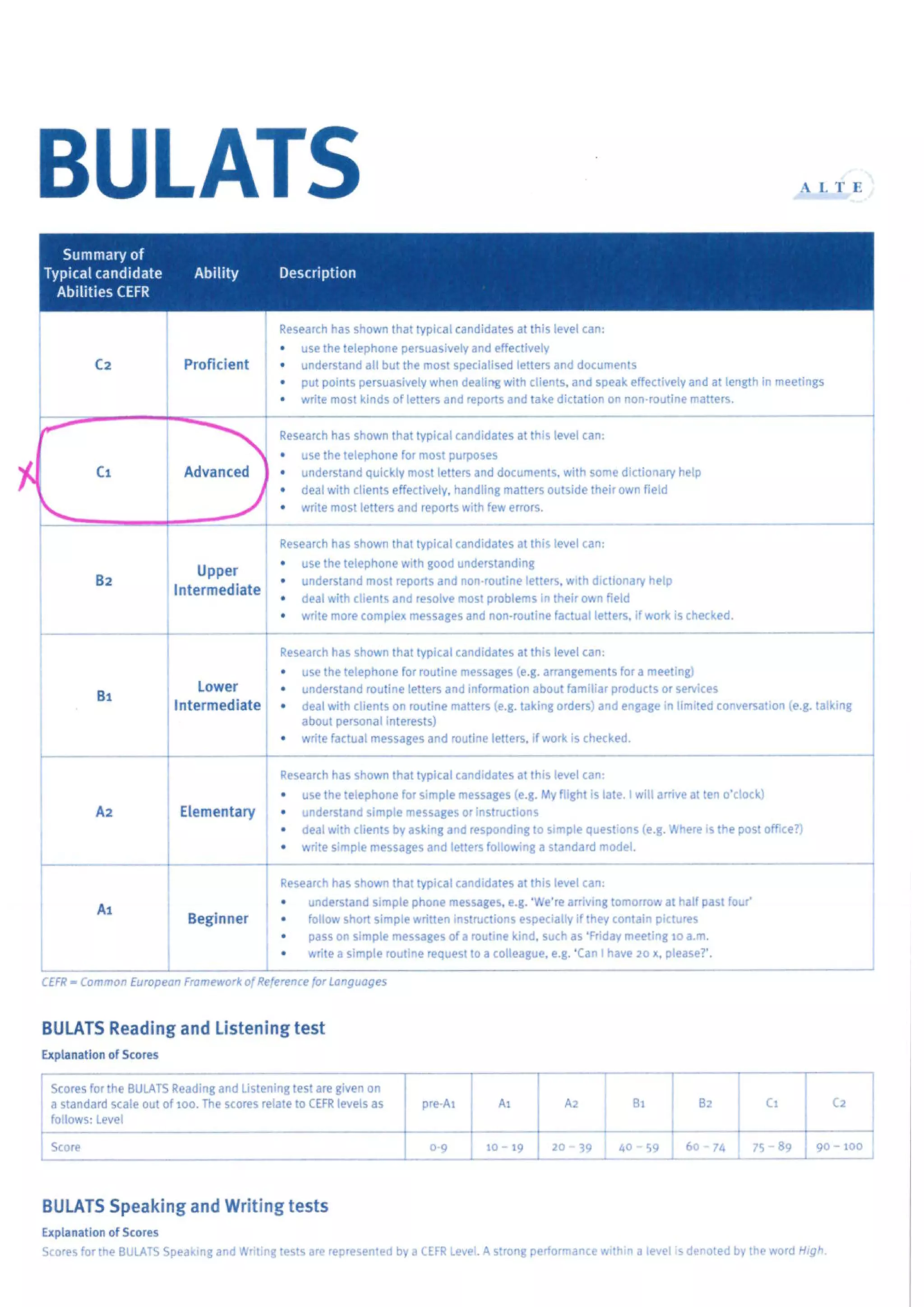 BULATS Ch. Chevret | PDF