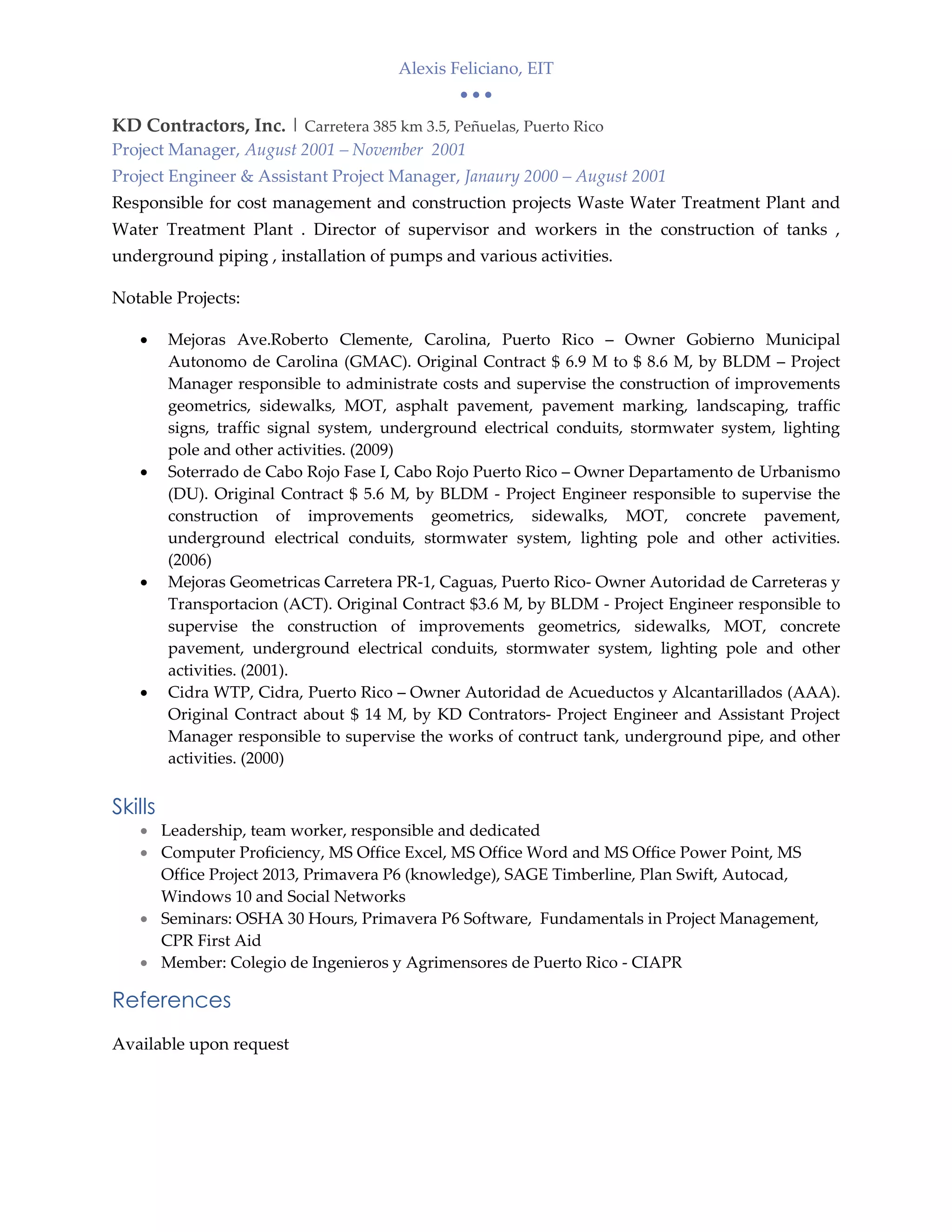 Alexis Feliciano Resume r | PDF | Civil Engineering Industry | Industries