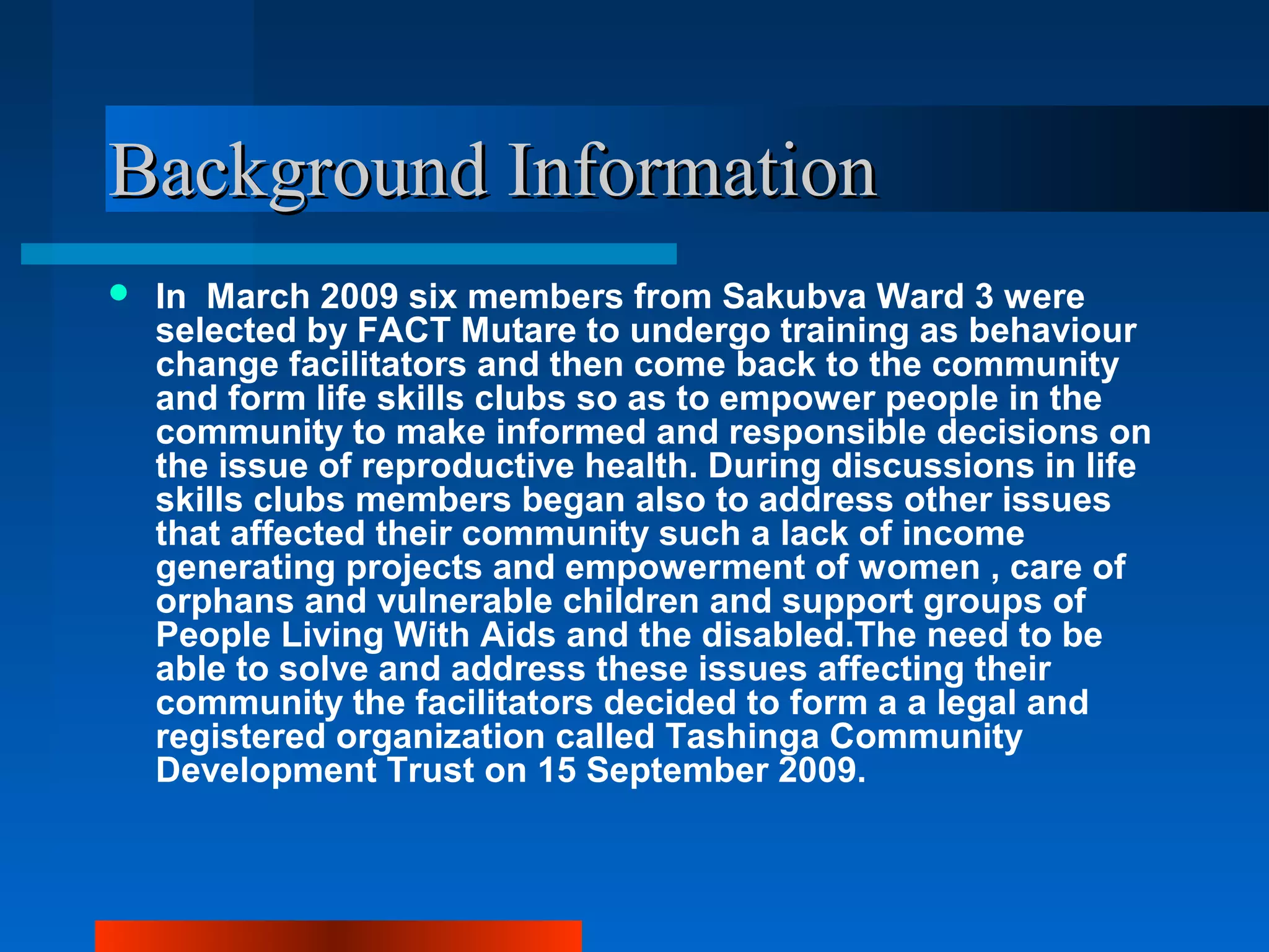 Tashinga Community development Trust | PPT