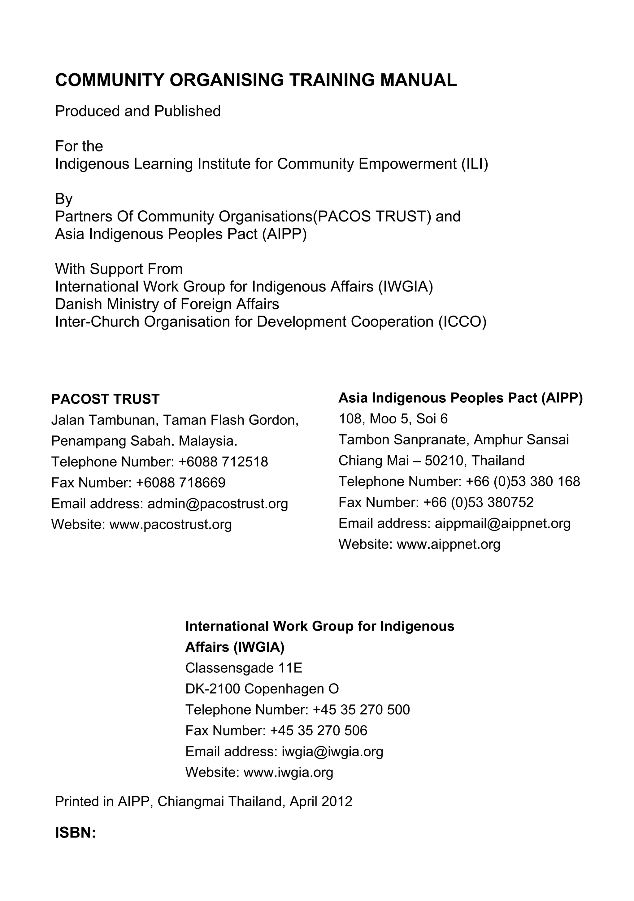 Indigenous People: Community Organizing Training Manual | PDF