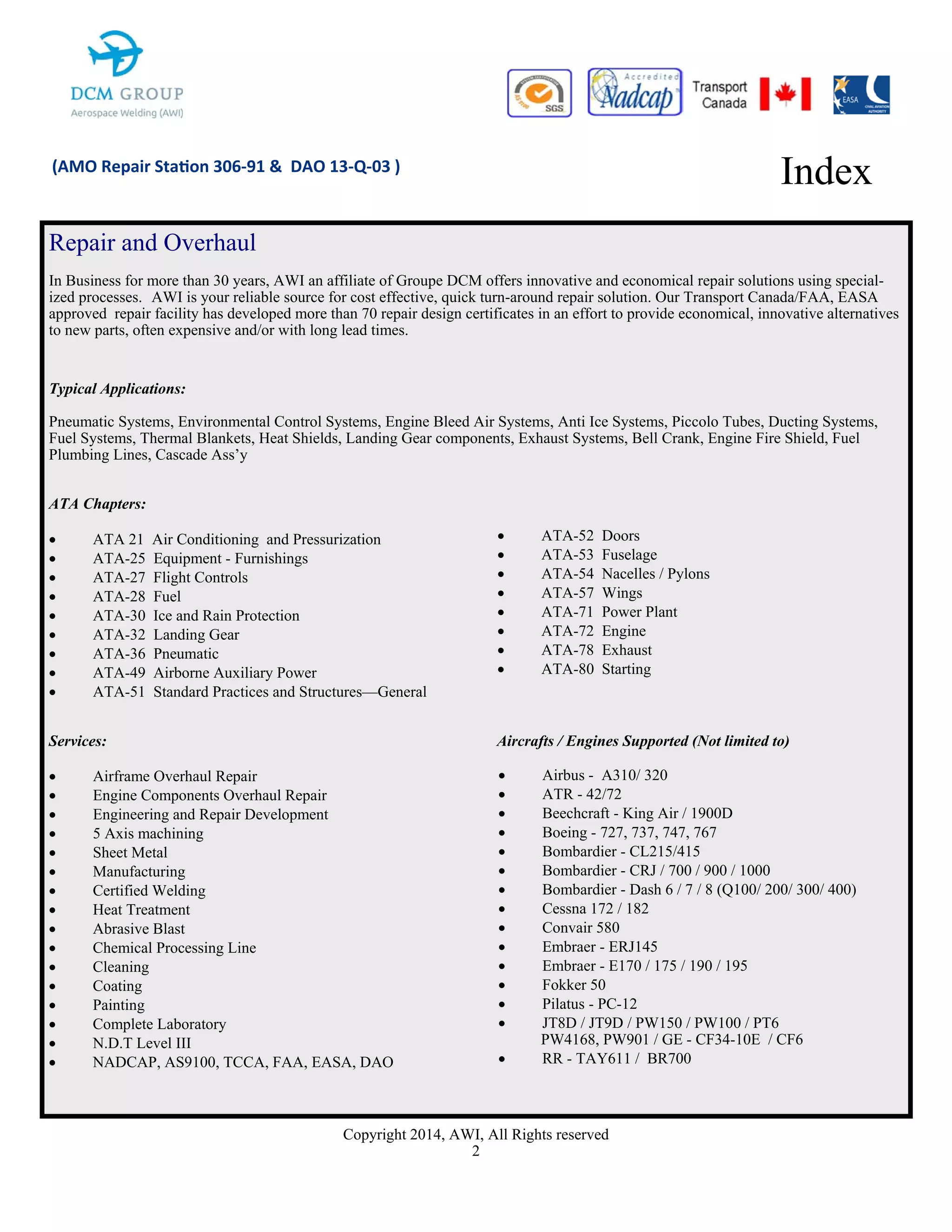 AWI Repair Maintenance capabilities Catalog 2015 | PDF