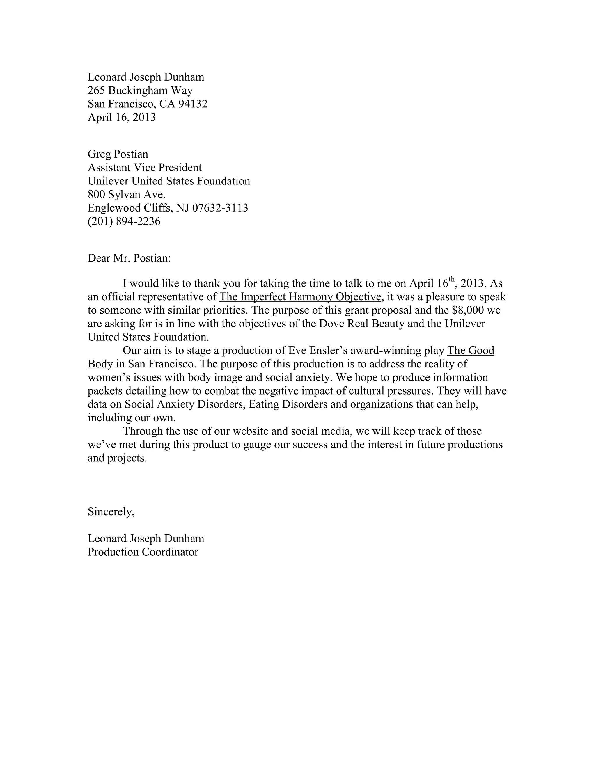 DunhamGrantProposal | PDF | Free Download