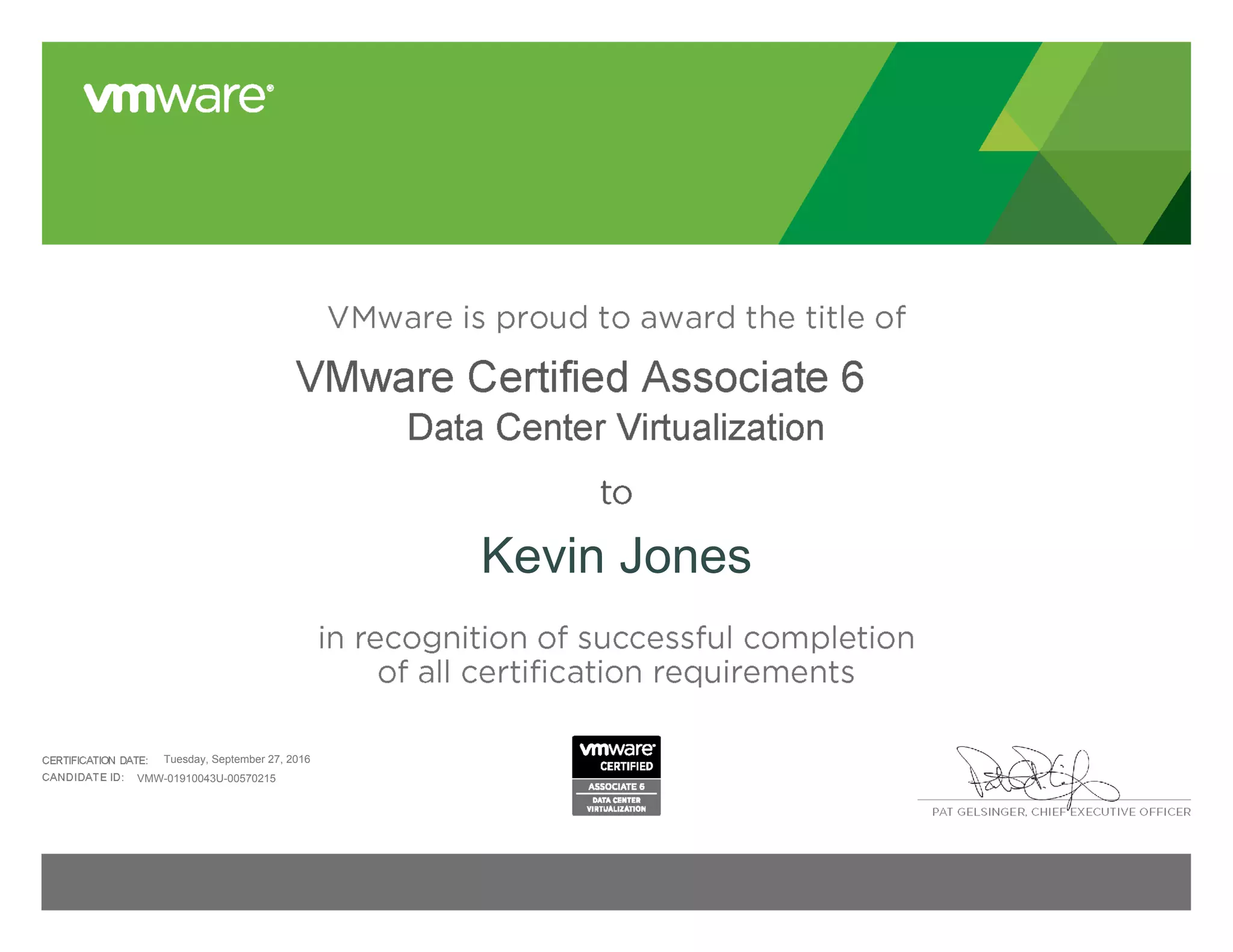 Vmware Certified Associate 6 Data Center Virtualization Certificate Pdf