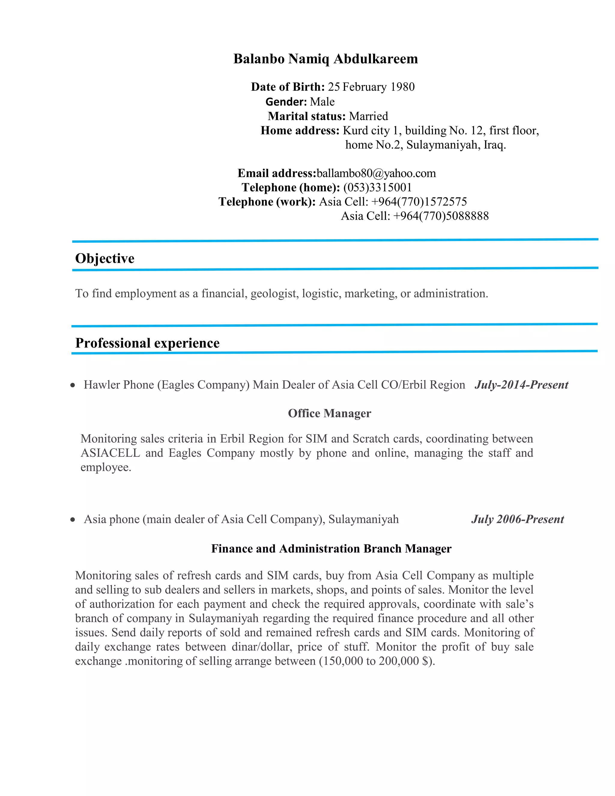 ballanbo cv updated | PDF | Business | Business and Finance