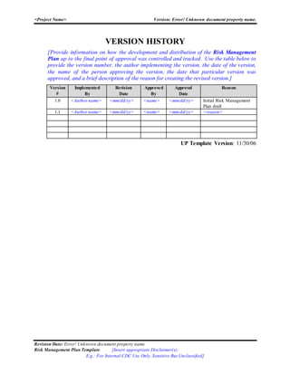 CDC Risk Mgmt Template | DOCX