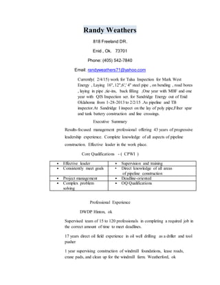 Randy Weathers resume | PDF