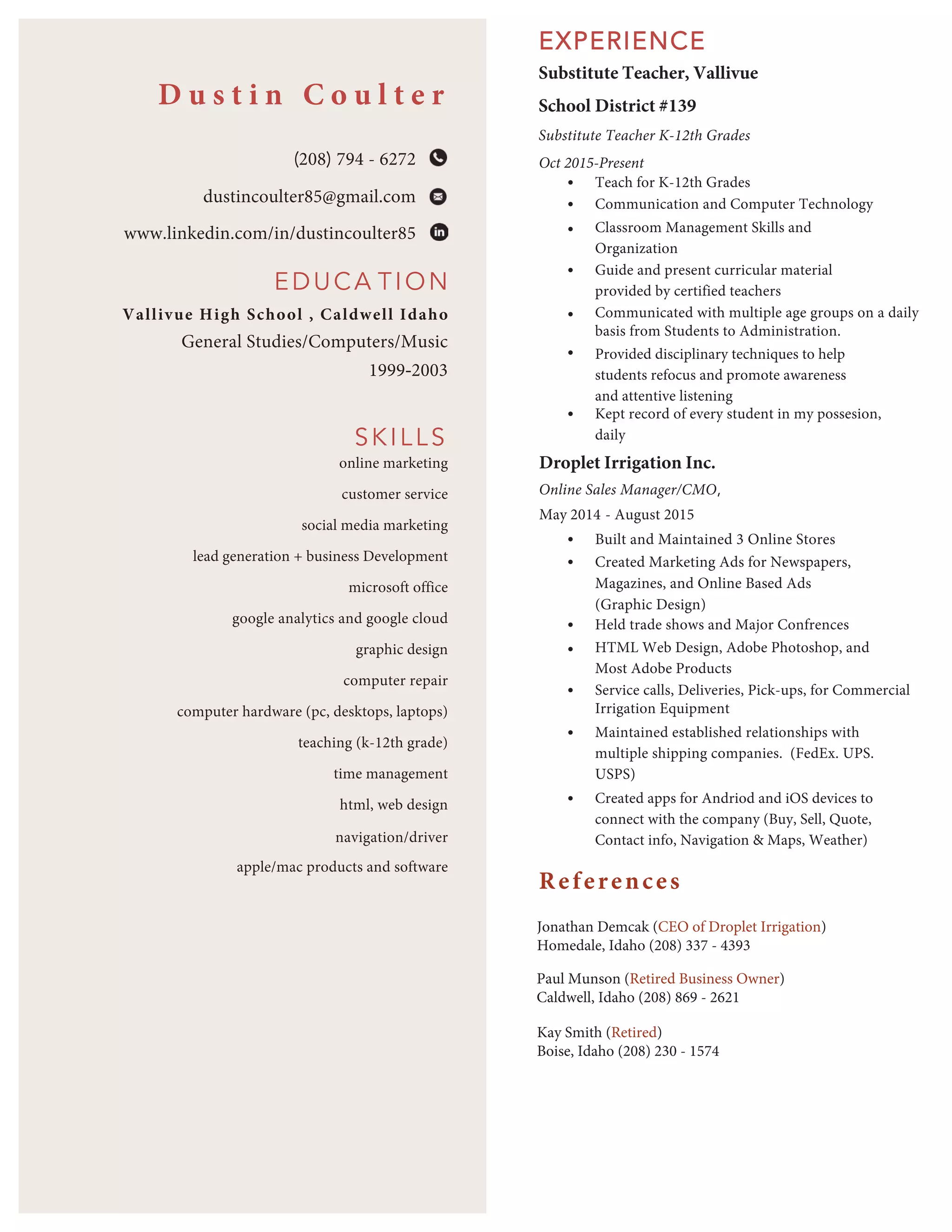 Dustin's Resume 2016 (Current) | PDF