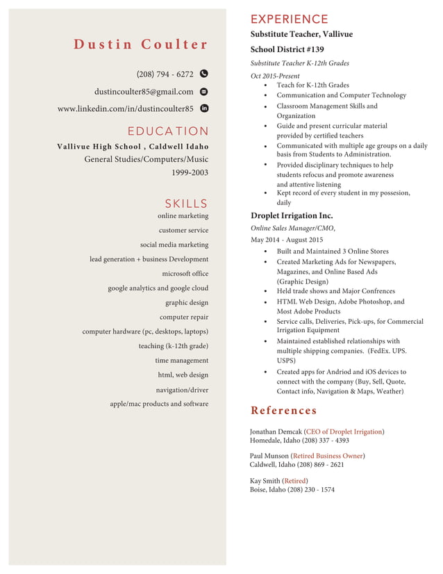 Dustin's Resume 2016 (Current) | PDF