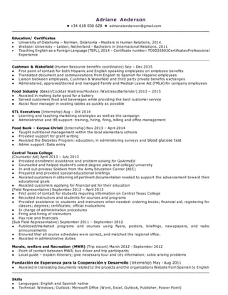 1 pg Resume | DOCX | Resume Writing and Advice | Job Search