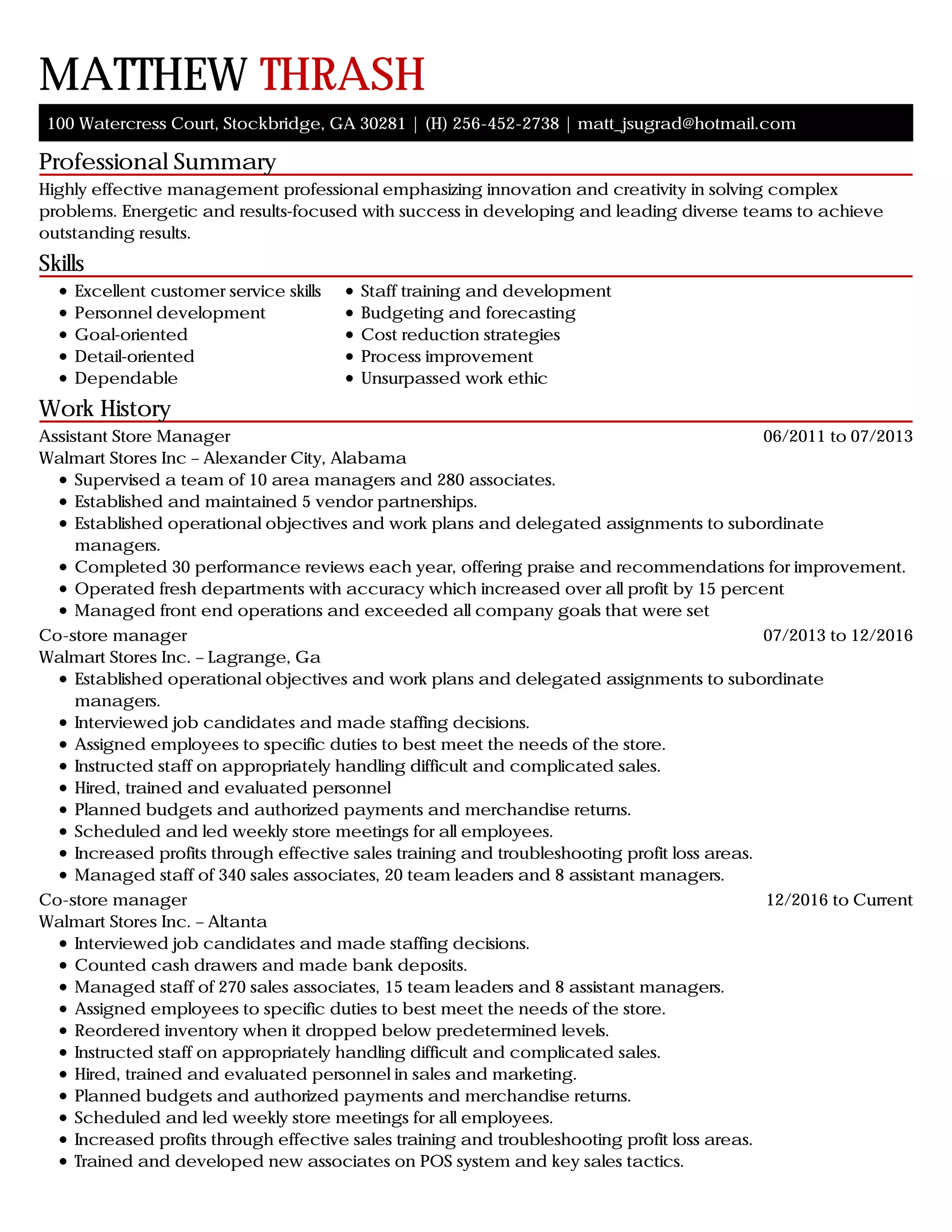 Matthew Thrash Resume 1 | PDF