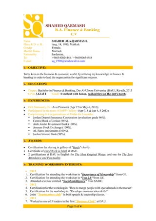 Shahed Qarmash_CV+Recommendations 2015 | PDF
