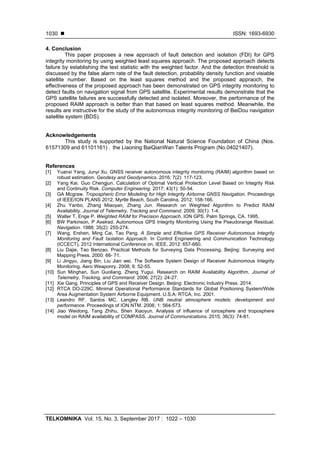 Weighted Least Squared Approach to Fault Detection and Isolation for GPS Integrity Monitoring | PDF