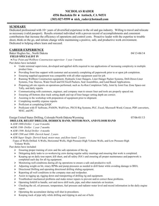 NICHOLAS RADER SANFRANDetailedRESUME2014-2 | PDF