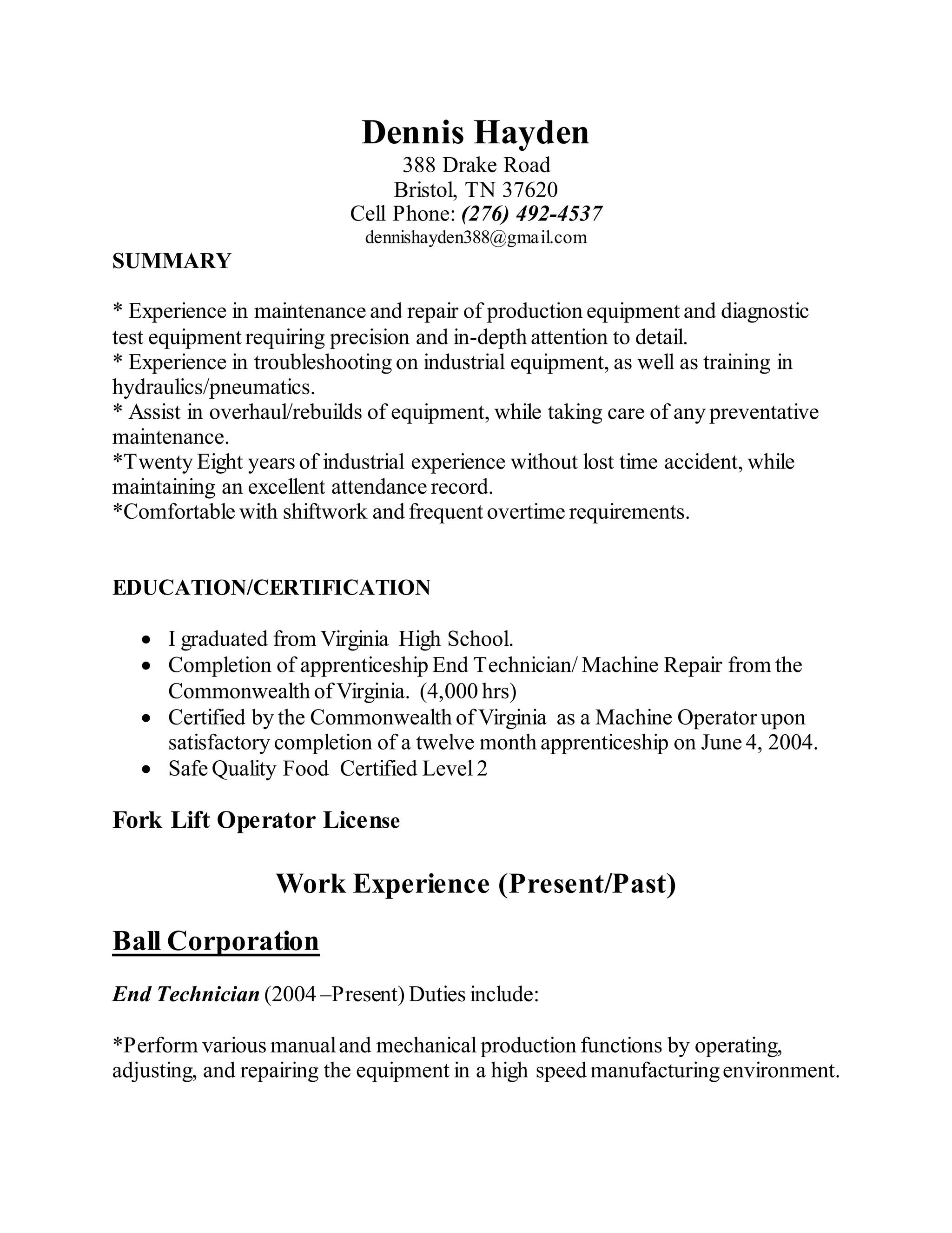 Dennis Revised Resume | PDF