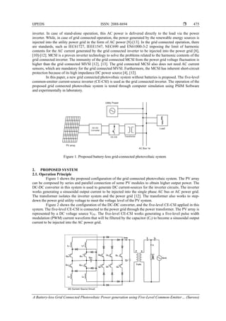 A Battery-less Grid Connected Photovoltaic Power generation using Five-Level Common-Emitter ...