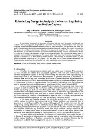 Robotic Leg Design to Analysis the Human Leg Swing from Motion Capture | PDF | Robotics ...