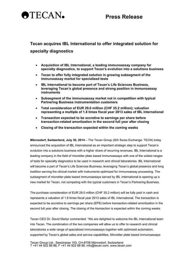 IBL International Press Release | PDF