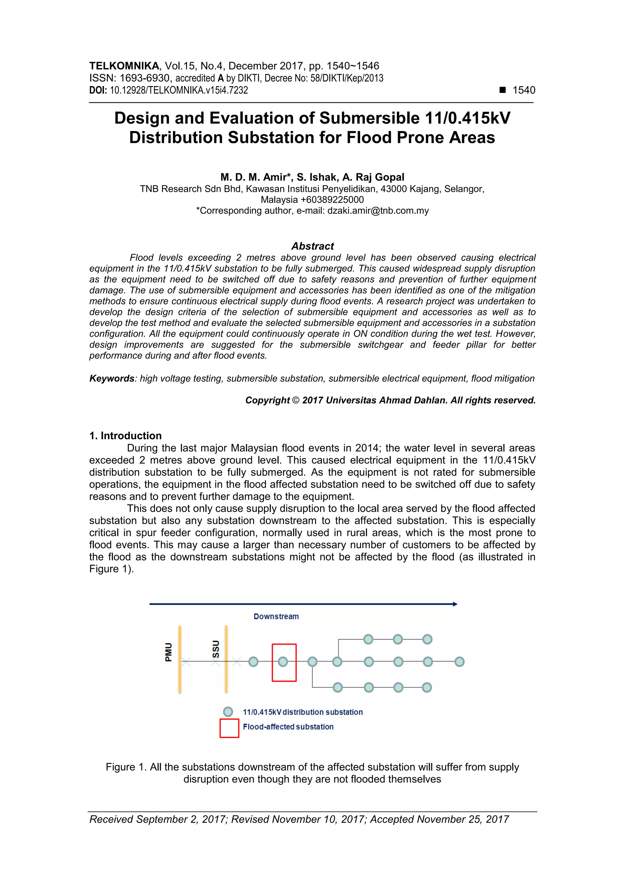 Design and Evaluation of Submersible 11/0.415kV Distribution Substation for Flood Prone Areas | PDF