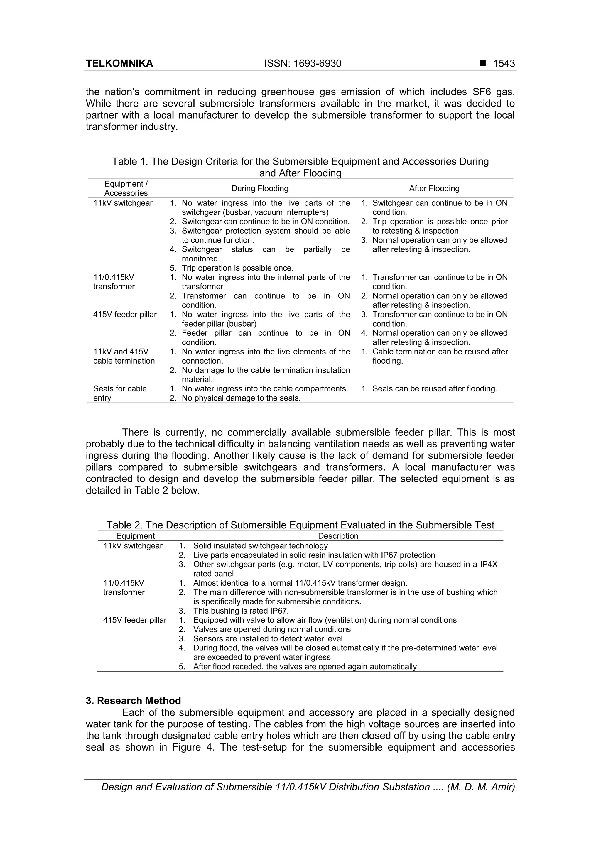 Design and Evaluation of Submersible 11/0.415kV Distribution Substation ...