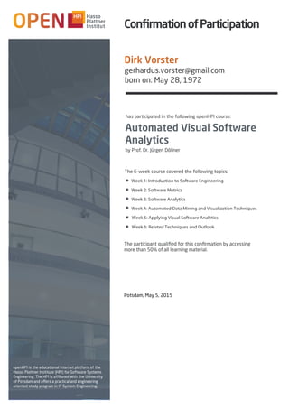 softwareanalytics2015-ConfirmationOfParticipation | PDF