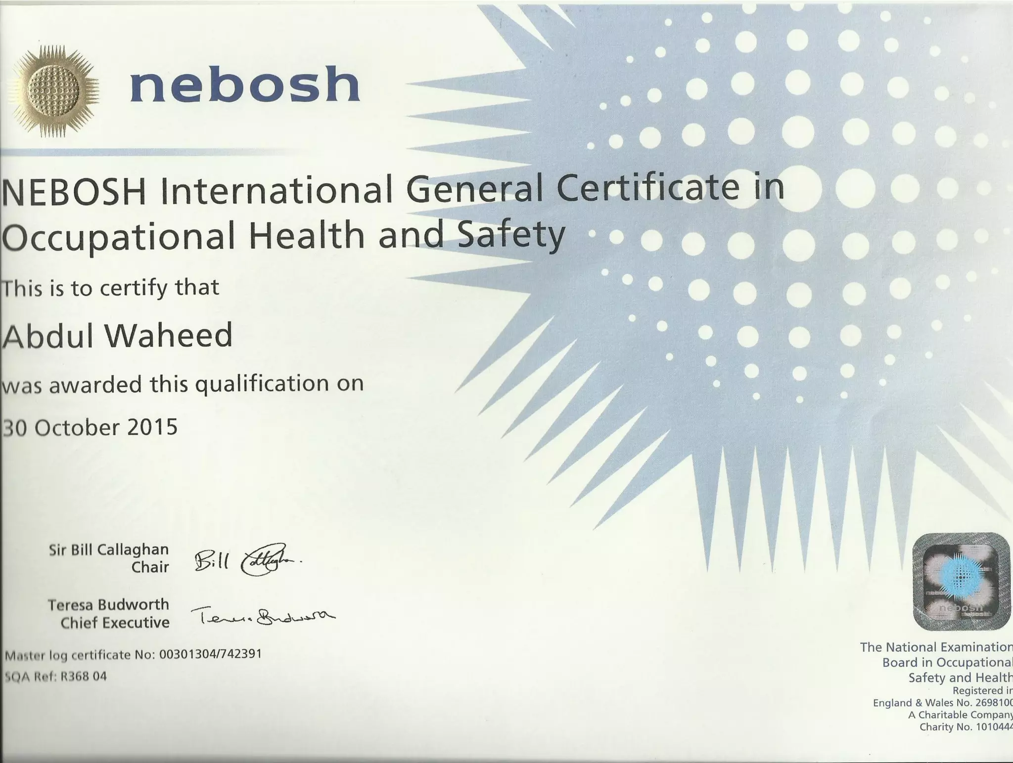 Nebosh Certificate | PDF