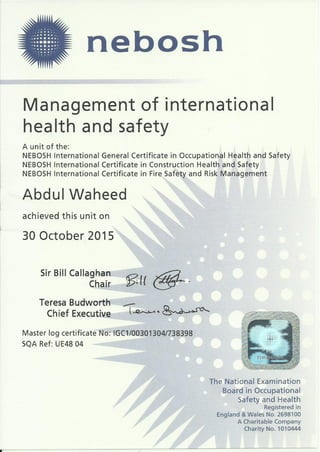 Nebosh Certificate | PDF