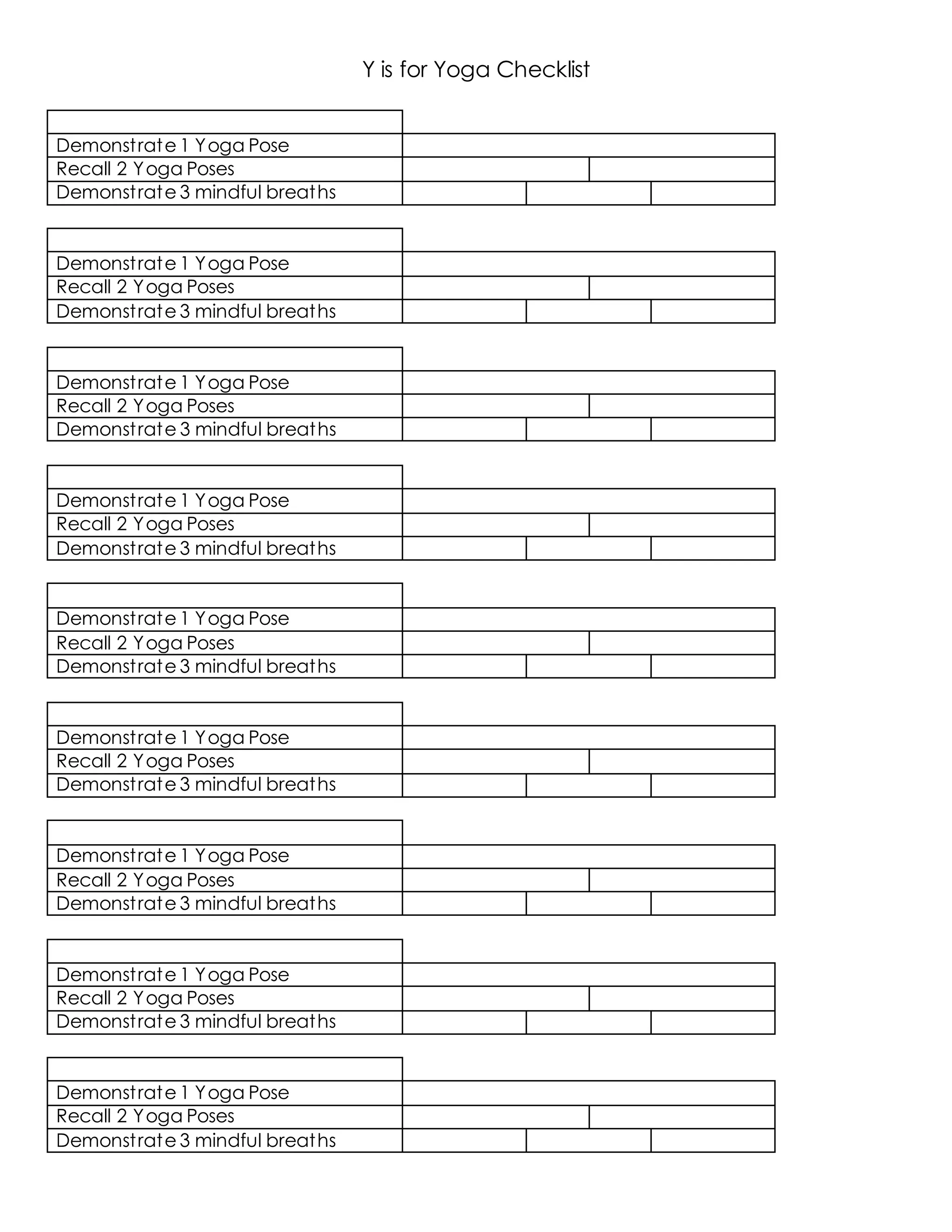 Y is for Yoga Final | DOCX | Educational Assessment | Education
