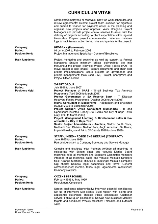 Ronel Vincent CV 2015 | DOC