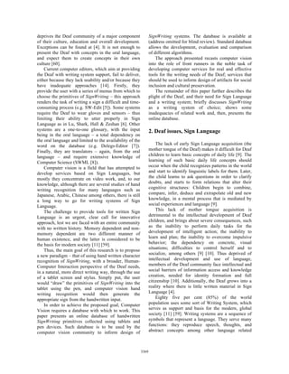 Deaf Culture and Sign Language Writing System – a Database for a New Approach to Writing System ...