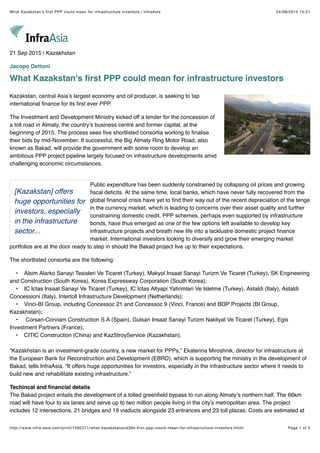 What Kazakstan's first PPP could mean for infrastructure investors _ InfraAsia (1) | PDF