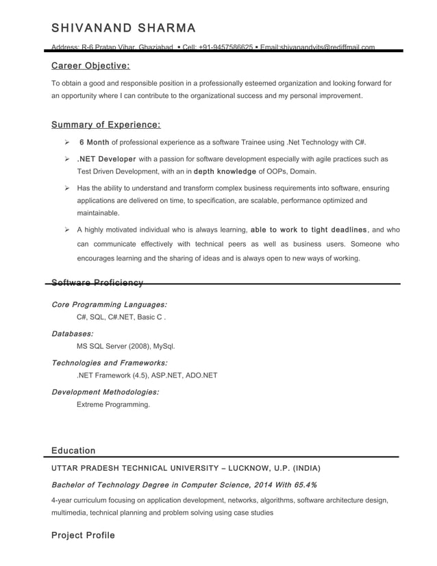 shivanand sharma resume | DOC