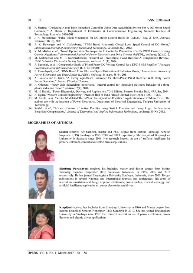 Control Strategy for PWM Voltage Source Converter Using Fuzzy Logic for Adjustable Speed DC ...