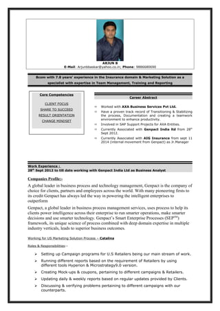 Arjun CV | DOC | Large Business | Business