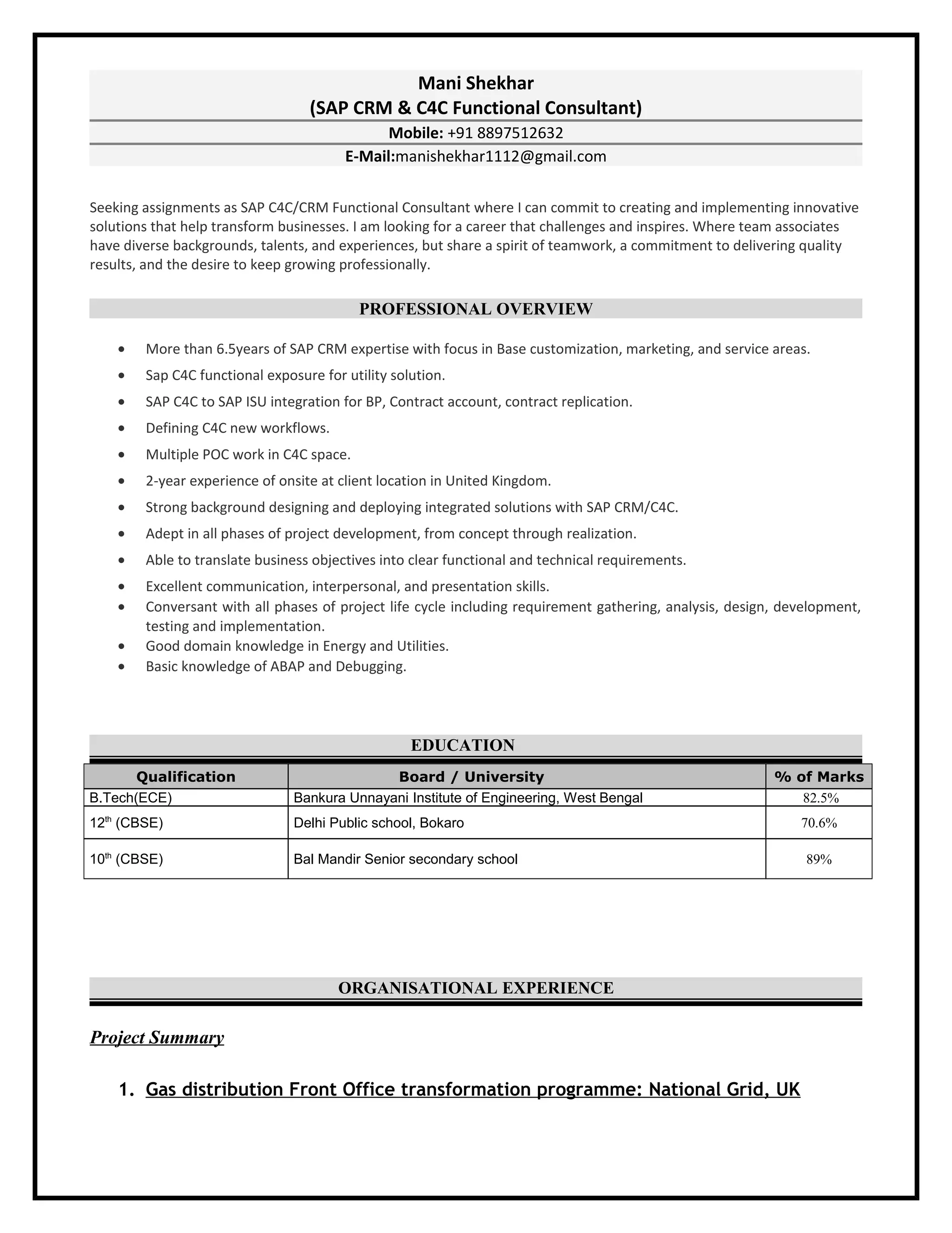 Mani_Shekhar_CRM_C4C_Functional_Consultant | DOC