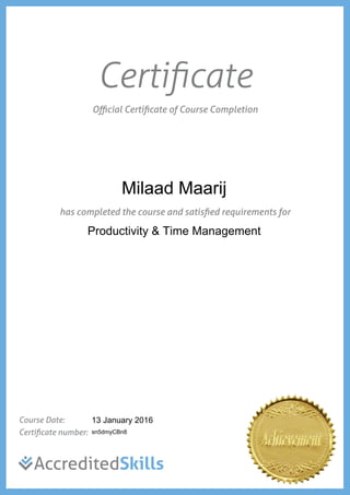 Time Management Certificate | PDF