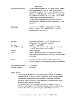 CV of Odette Charmaine Vass 2016 | DOC